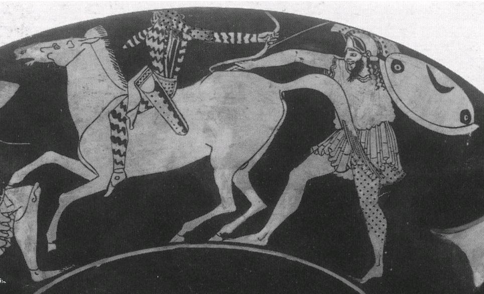 Kylix, illustrating a Greek and Persian battle scene, Attic